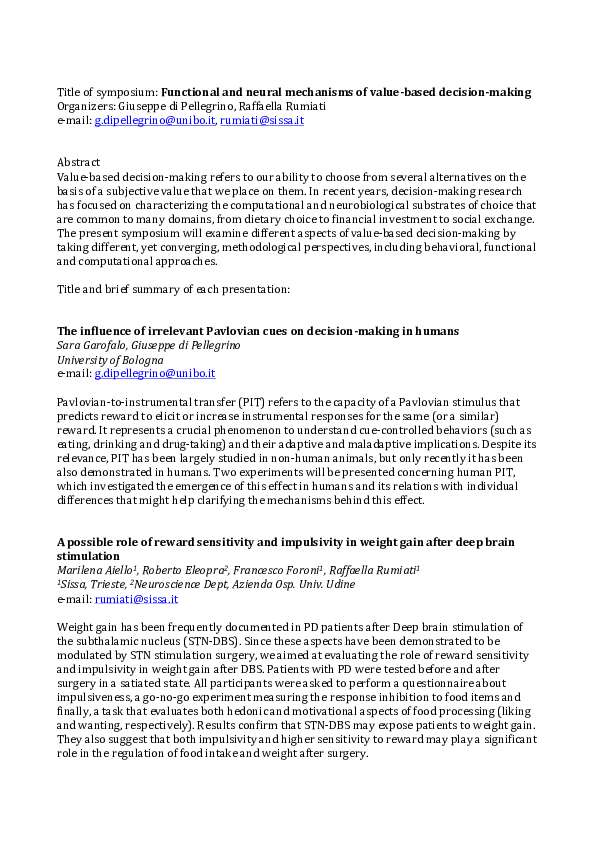 The influence of irrelevant Pavlovian cues on decision-­‐making in humans