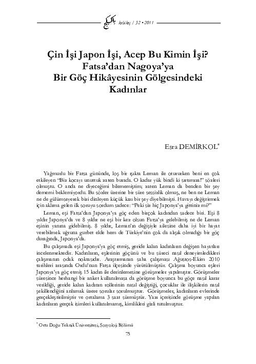 (PDF) Çin İşi Japon İşi, Acep Bu Kimin İşi? Fatsa’dan Nagoya’ya Bir Göç ...