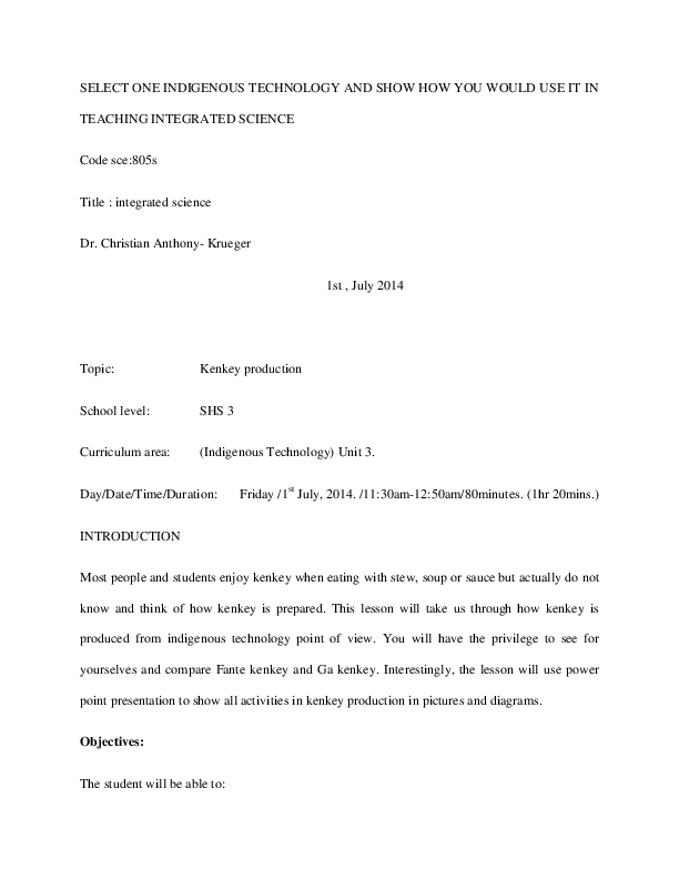 (DOC) Using integrated Science approach to teach an indigenous ...