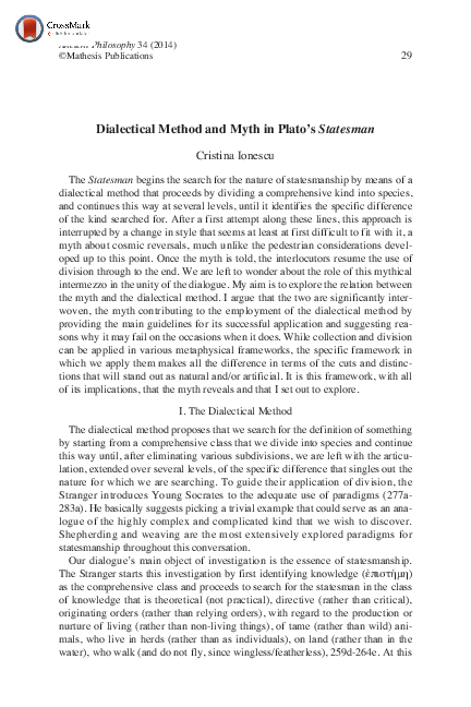 (PDF) Dialectical Method and Myth in Plato’s Statesman