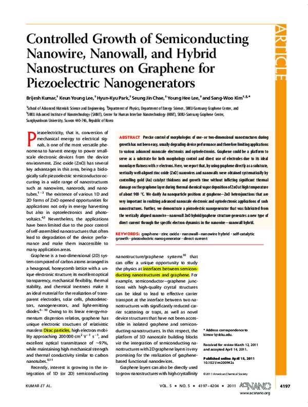 (PDF) Controlled Growth of Semiconducting Nanowire, Nanowall, and ...