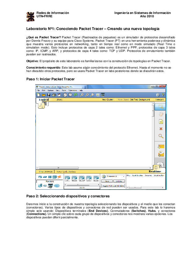 (PDF) Packet Tracer – Creando una nueva topología