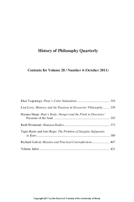 (PDF) Memory and the Passions in Descartes’ Philosophy
