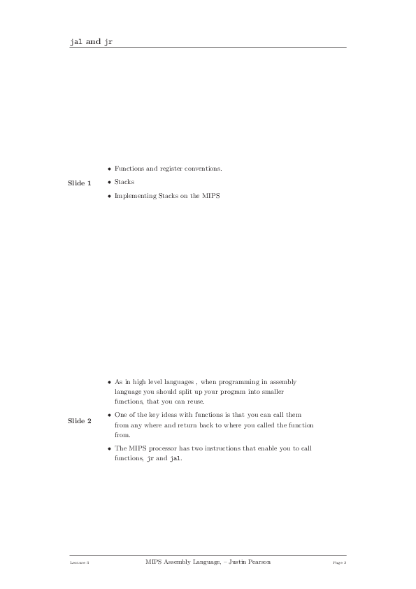 (PDF) Jal and Jar instructions mips