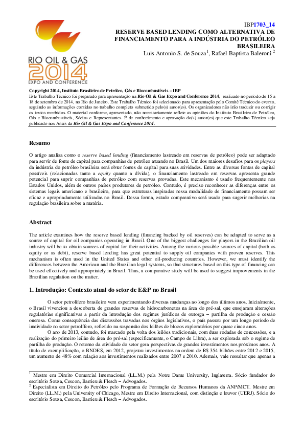 (PDF) Reserve Based Lending como Alternativa de Financiamento para a ...