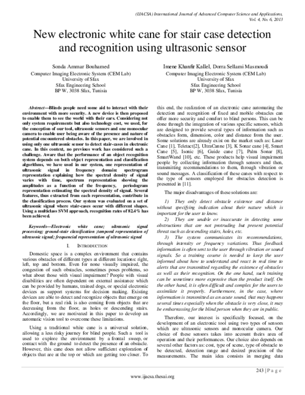 (PDF) New electronic white cane for stair case detection and ...