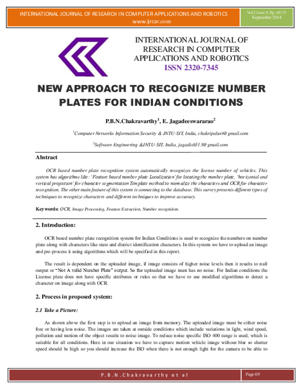 NEW APPROACH TO RECOGNIZE NUMBER PLATES FOR INDIAN CONDITIONS