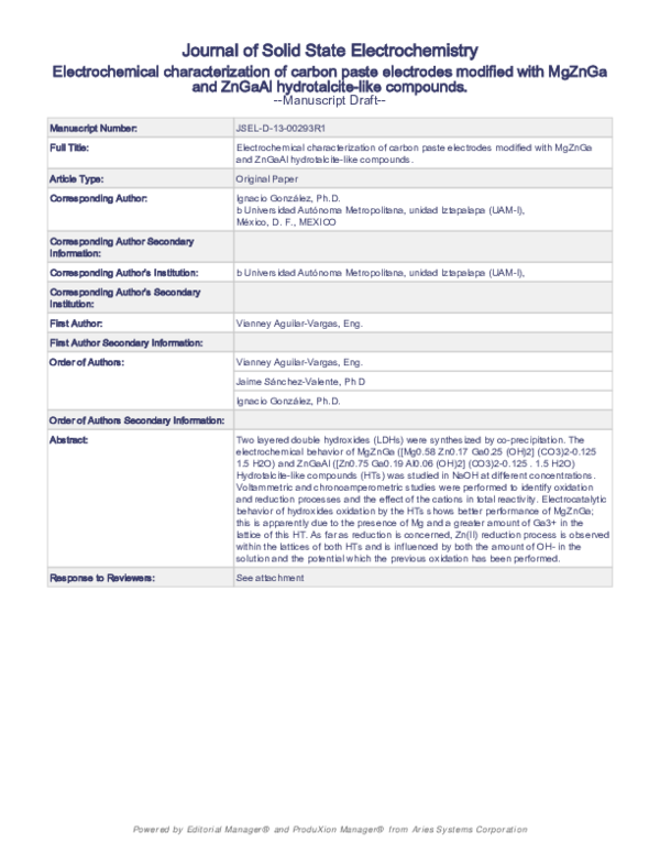 (PDF) Journal of Solid State Electrochemistry Electrochemical ...