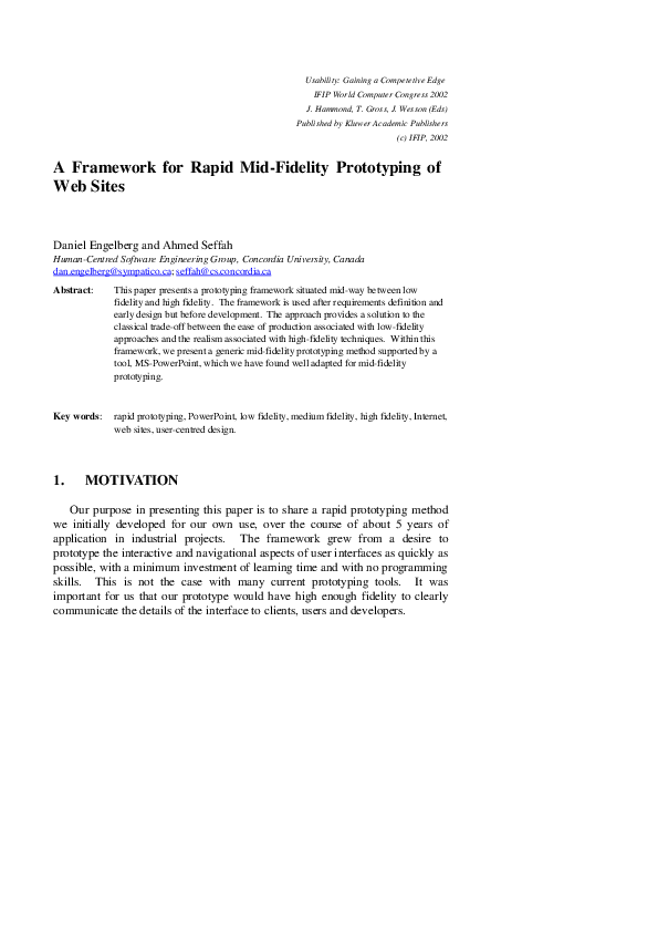 (PDF) A Framework for Rapid Mid-Fidelity Prototyping of Web Sites ...