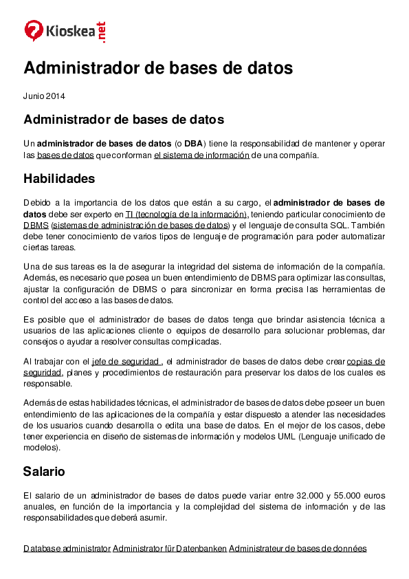 (PDF) Administrador de bases de datos