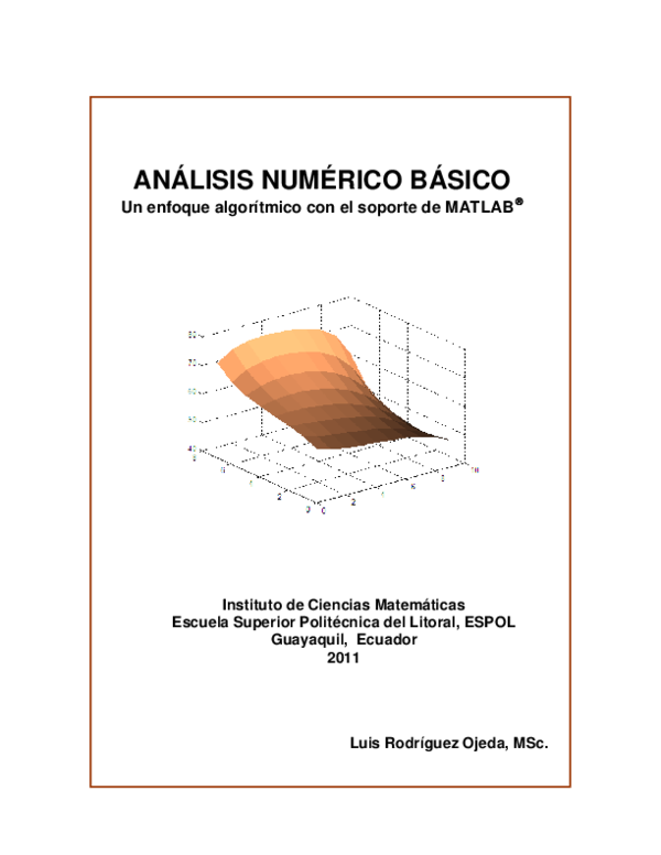 (PDF) ANÁLISIS NUMÉRICO BÁSICO Un enfoque algorítmico con el soporte de MATLAB