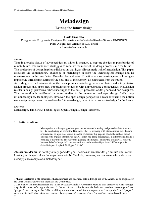 (PDF) Metadesign. Letting the future design