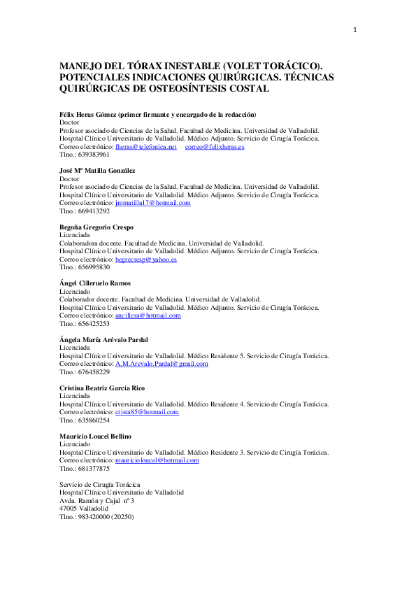 (PDF) MANEJO DEL TÓRAX INESTABLE (VOLET TORÁCICO). POTENCIALES ...