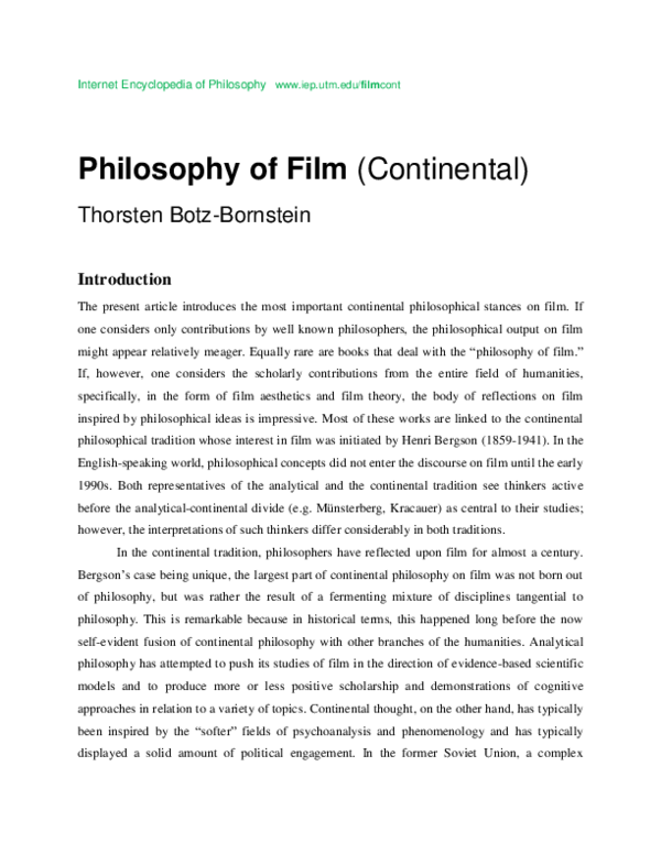 (PDF) What is Philosophy of Film?