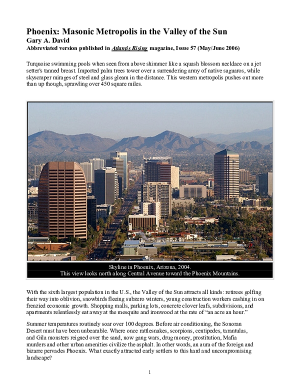 (PDF) Phoenix: Masonic Metropolis in the Valley of the Sun
