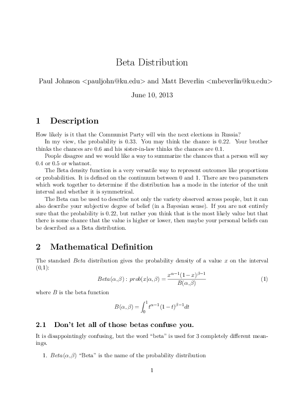 (PDF) Beta distribution