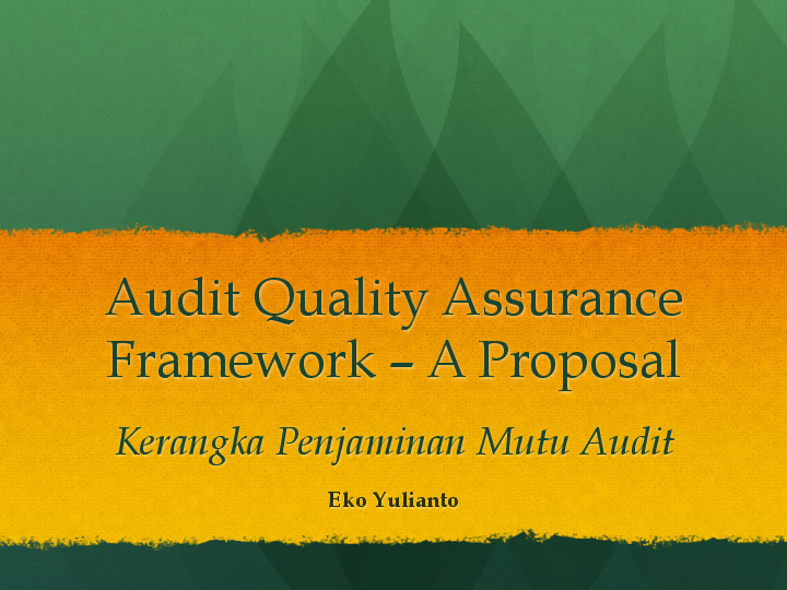 (PDF) Audit Quality Assurance Framework