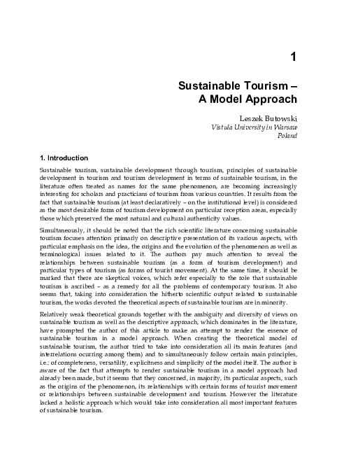 (PDF) Sustainable Tourism - a Model Approach