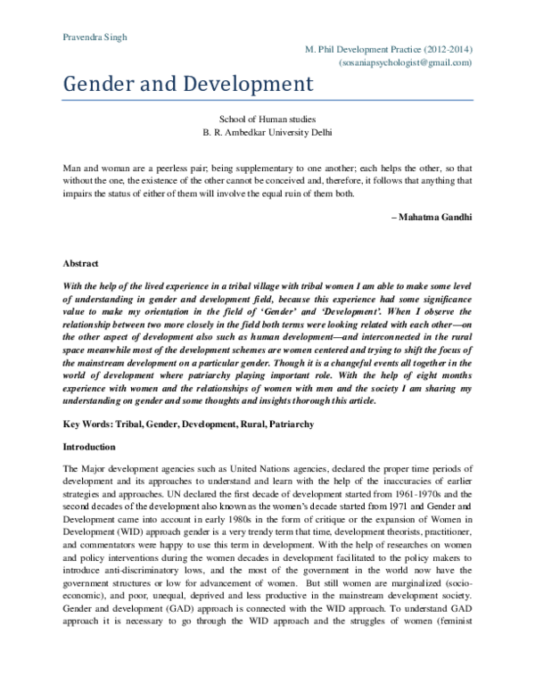 (DOC) Gender and Development