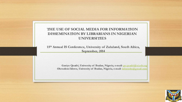 (PDF) The Use of Social Media for Information Dissemination by ...