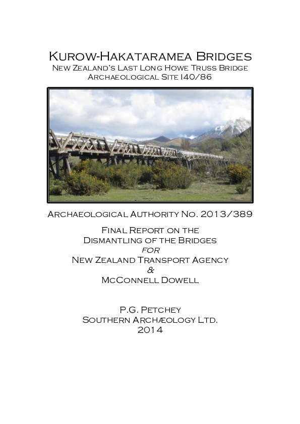(PDF) Kurow-Hakataramea Bridges. New Zealand's Last Long Howe Truss ...