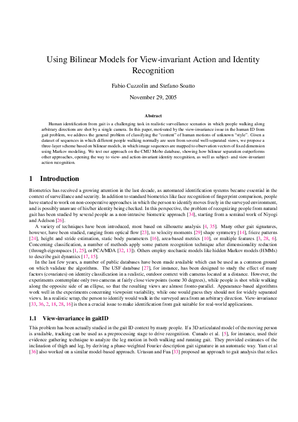 (PDF) Using bilinear models for view-invariant action and identity ...