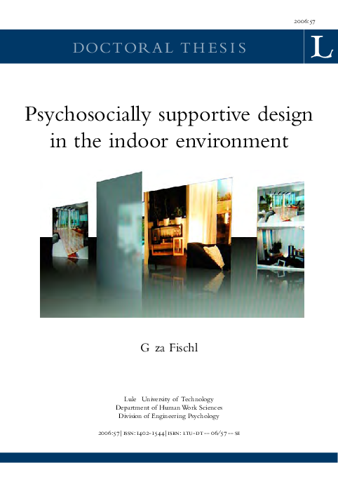 (PDF) Psychosocially supportive design in the indoor environment | geza ...