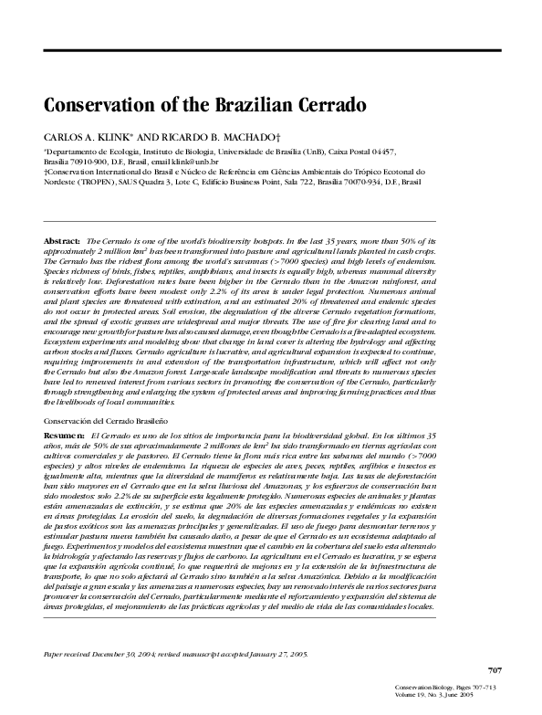 (PDF) Conservation of the Brazilian Cerrado