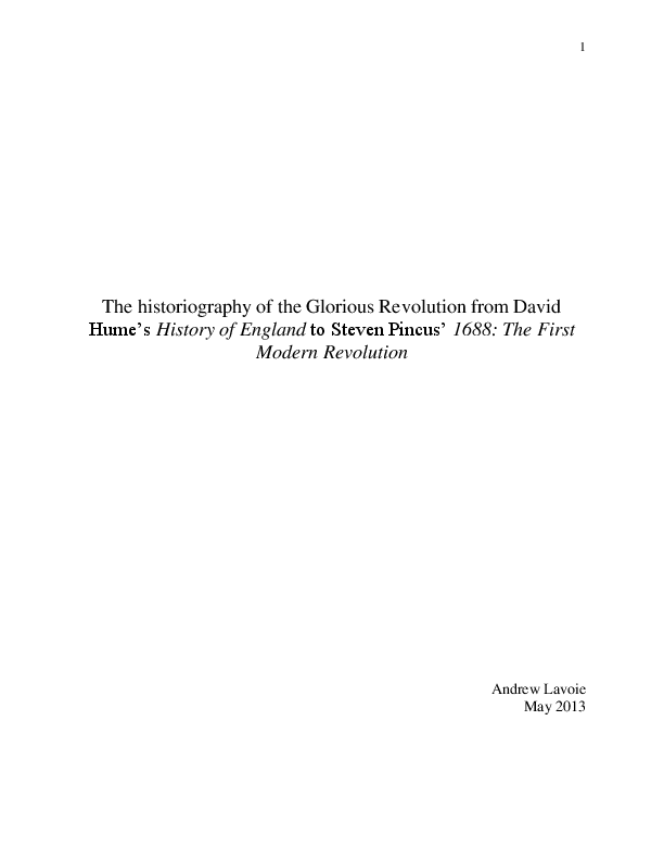 (DOC) The historiography of the Glorious Revolution from David Hume’s ...