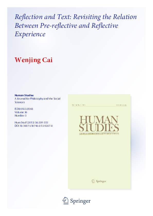(PDF) reflection and text: revisiting the relation between pre ...