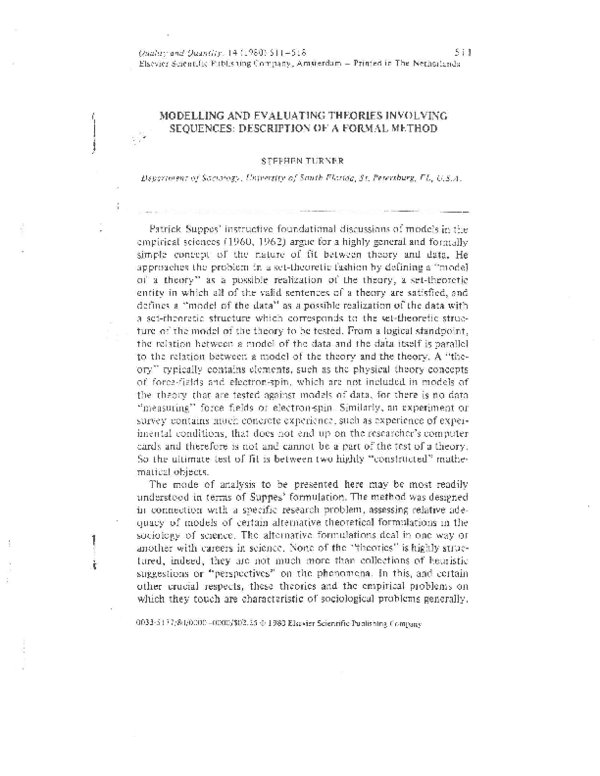 (PDF) Modeling and Evaluating Theories Involving Sequences: Description ...