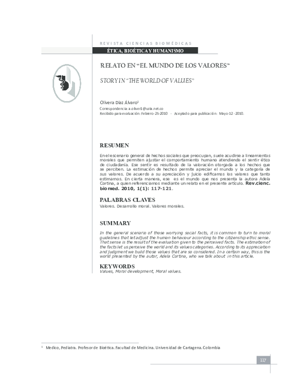 (PDF) STORY IN “THE WORLD OF VALUES” ( IN SPANISH)