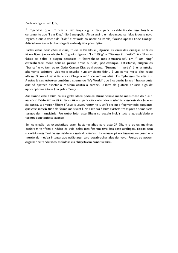 (PDF) Code orange – I am king