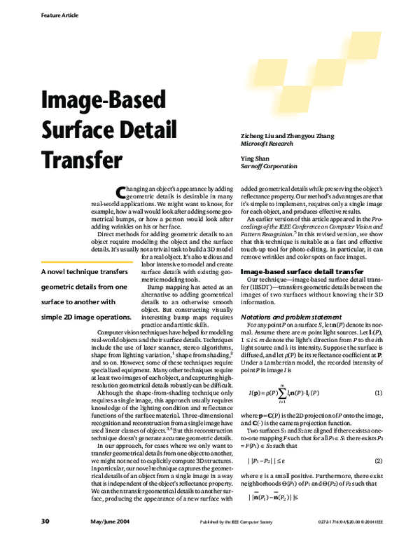 (PDF) Image-Based Surface Detail Transfer