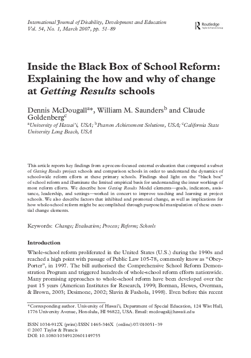 (PDF) Inside the Black Box of School Reform: Explaining the How and Why ...