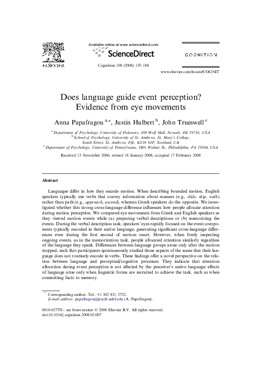(PDF) Does language guide event perception? Evidence from eye movements