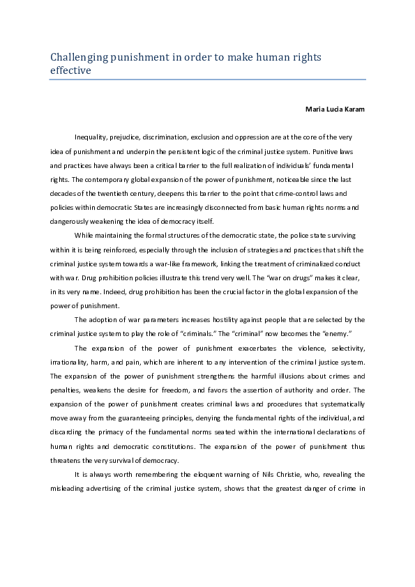 (PDF) Challenging punishment in order to make human rights effective