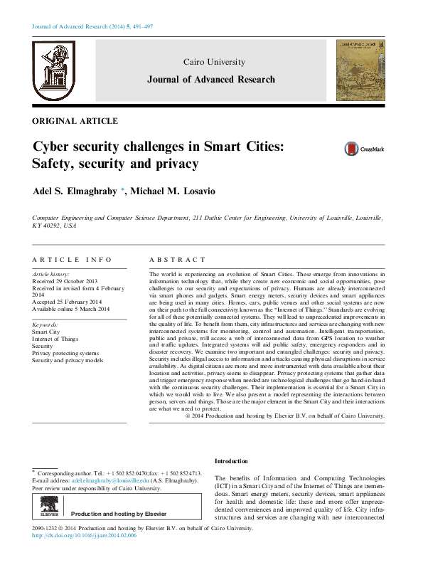 (PDF) Cyber security challenges in smart city