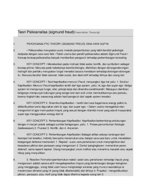 (DOC) Teori Psikoanalisa (sigmund freud)Presentation Transcript