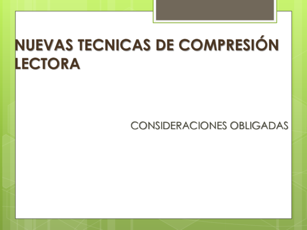 (PPT) Nuevas tecnicas de comprensión lectora.