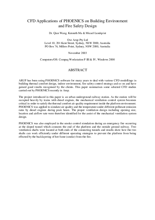 (PDF) CFD Applications of PHOENICS on Building Environment and Fire Safety Design