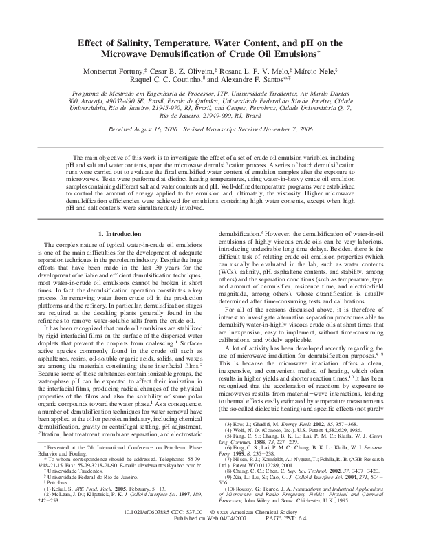 (PDF) Effect of Salinity, Temperature, Water Content, and pH on the ...