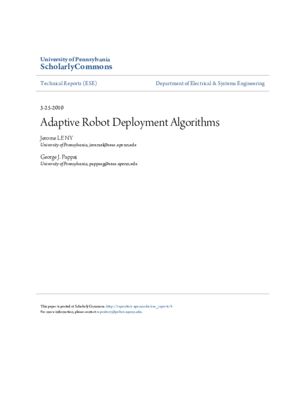 Pdf Adaptive Robot Deployment Algorithms 7778