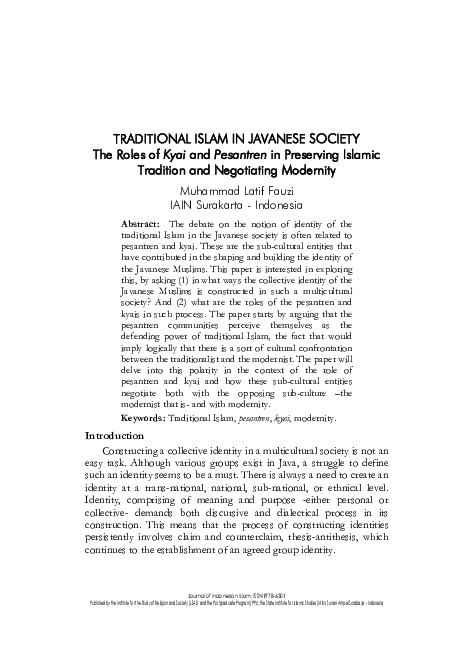 Traditional Islam in Javanese Society: The Roles of Kyai and Pesantren ...