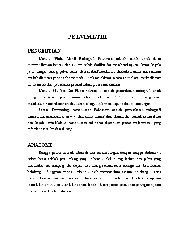 (DOC) PELVIMETRI PENGERTIAN