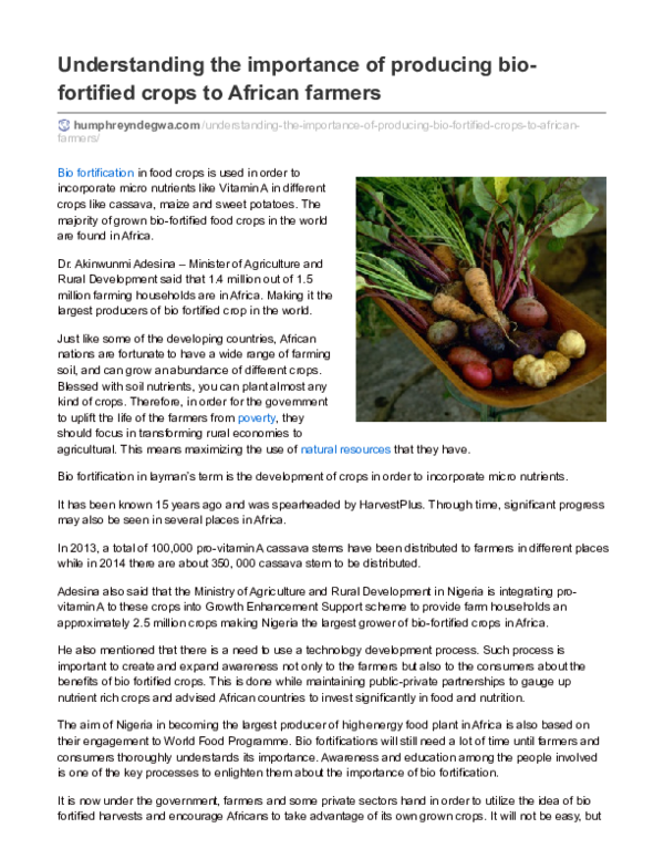 (PDF) Understanding the importance of producing bio-fortified crops to ...