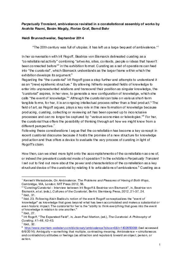 (PDF) Perpetually Transient. Ambivalence revisited in a constellational ...