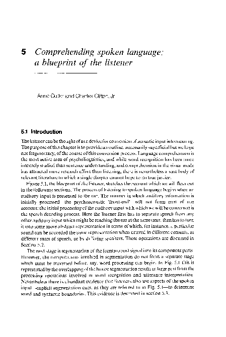 (PDF) 5 Comprehending spoken language, a blueprint of the listener