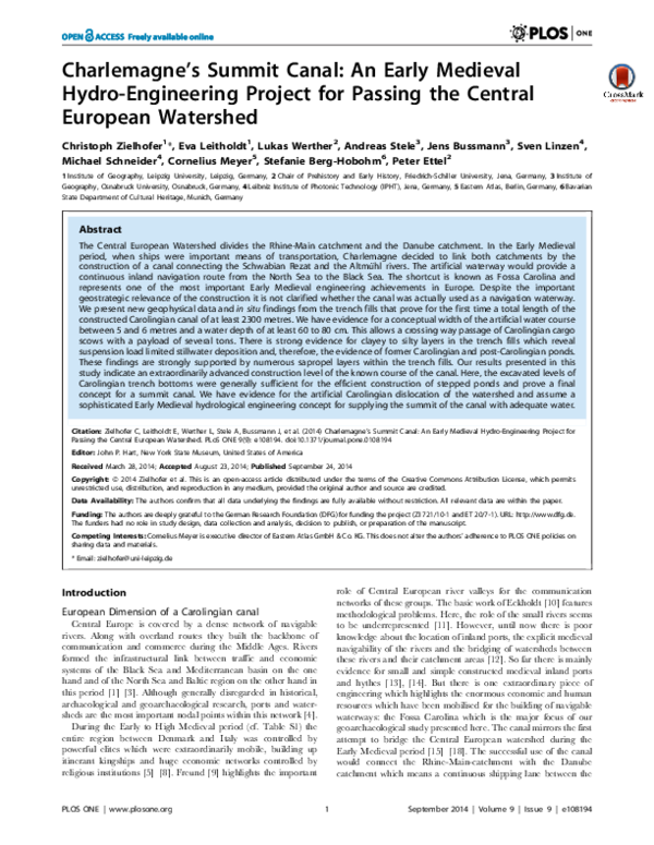 Charlemagne's summit canal: an Early Medieval hydro-engineering project ...