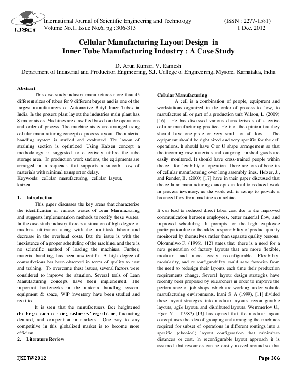 (PDF) Cellular Manufacturing Layout Design in Inner Tube Manufacturing Industry : A Case Study